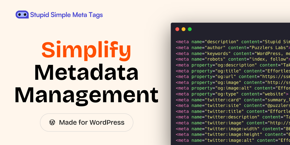SSMT | Simplified Metadata Management for WordPress